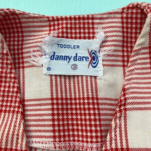 Vintage 1960s Toddler Danny Dare Boy Girl Child Size Three 3 Red White Plaid Stripe Long Sleeve ...