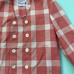 Vintage 1960s Toddler Danny Dare Boy Girl Child Size Three 3 Red White Plaid Stripe Long Sleeve ...