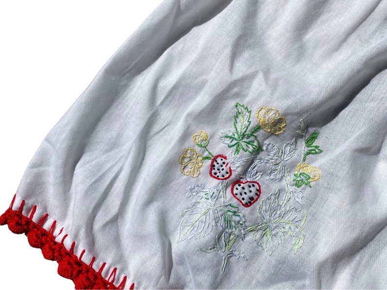 Vintage 1970s 70s Heart Strawberry Berry Floral Flower Apron Kitchen ...