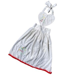 Vintage 1970s 70s Heart Strawberry Berry Floral Flower Apron Kitchen ...