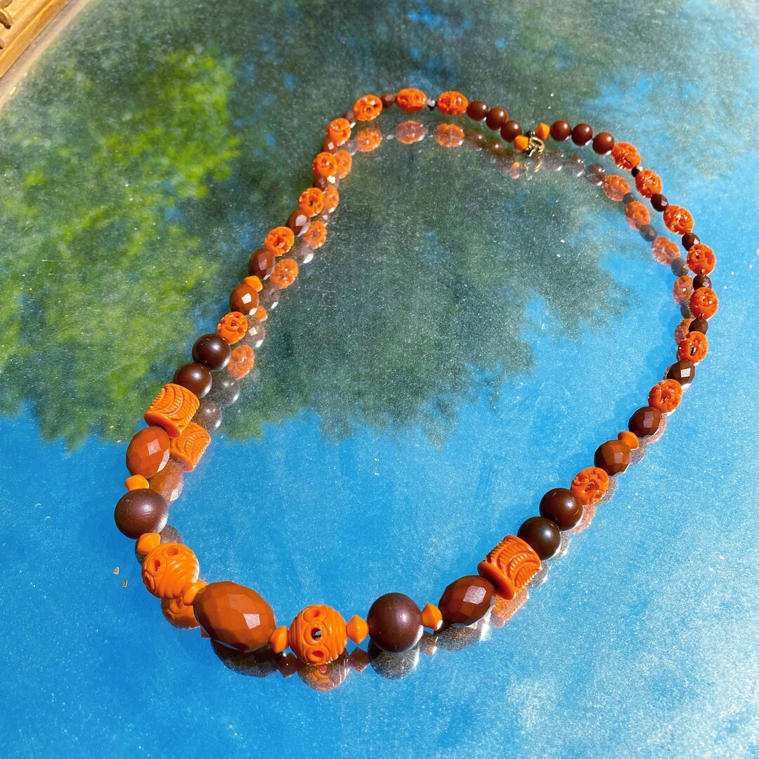 Vintage 1920s Beaded Resin Flapper Necklace, Women's Antique Flapper 20 ...