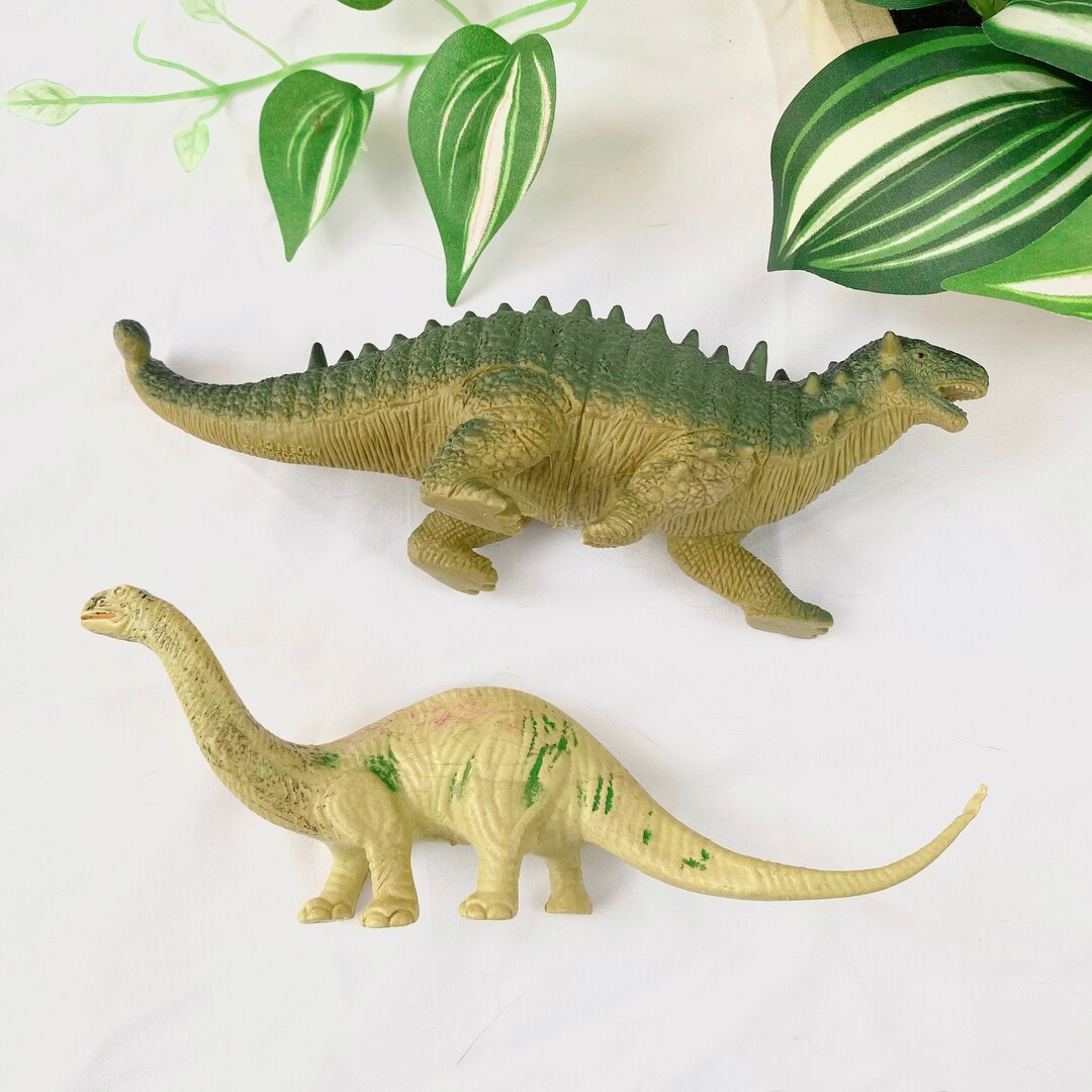 Vintage Set of Two 1980s Dinosaurs Plastic Toys Pinacosaurus 80s Green ...