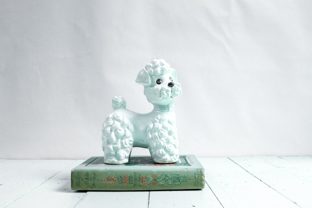 Buy Vintage 1980s Blue Ceramic French Poodle Dog Figure Figurine Home ...