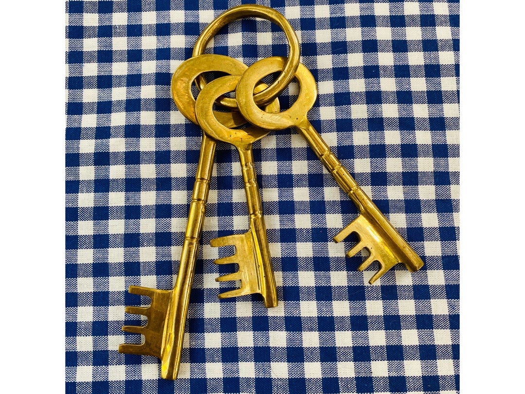 Vintage Brass Key Set Gold Three Keys Home Decor 1970s 70s Decoration ...