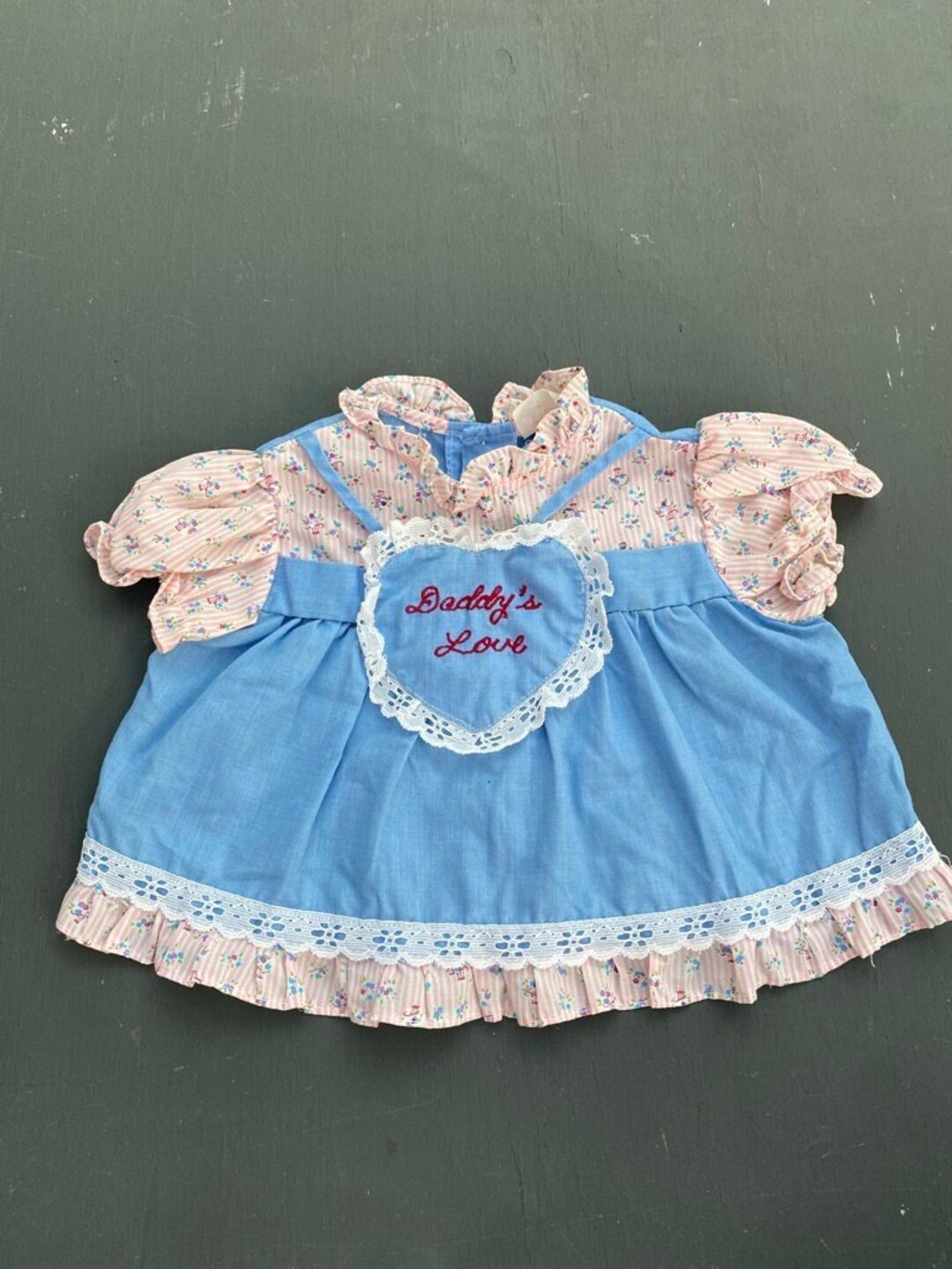 Vintage Baby 1980s Apron Heart Dress Little Girl Small Daddy's Love ...