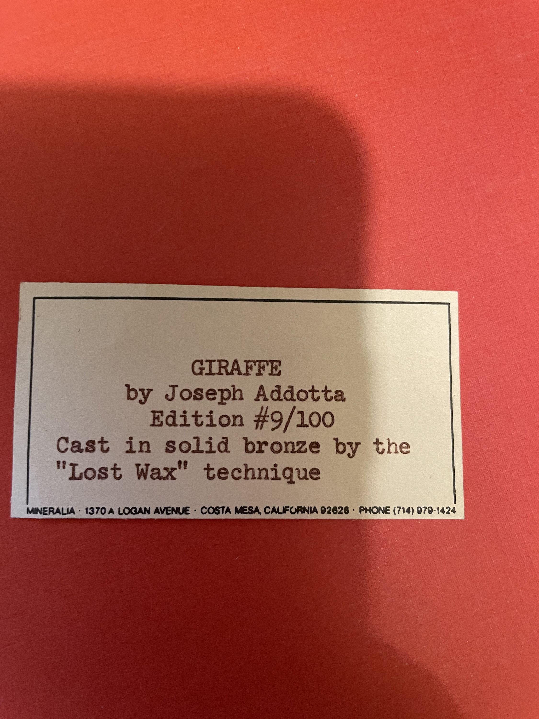 GIRAFEE by Joseph Addotta Edition #9/100 Cast in Solid Bronze - Etsy