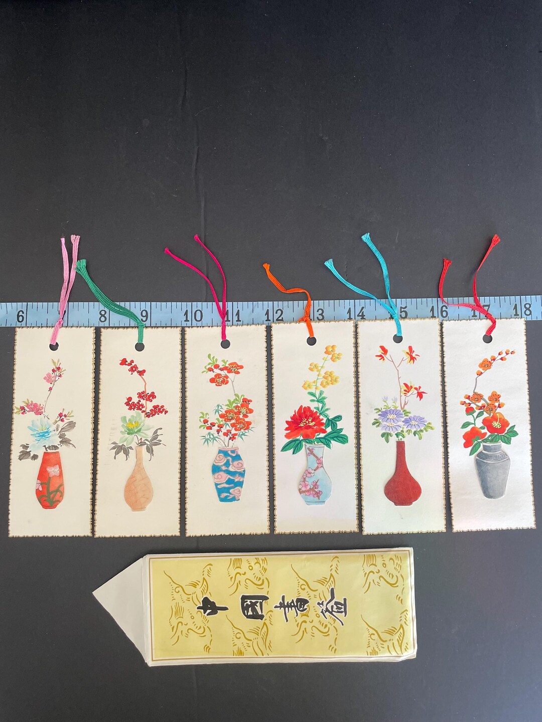 Vintage Hand Painted Chinese Bookmarks With Flowers and Vases - Etsy