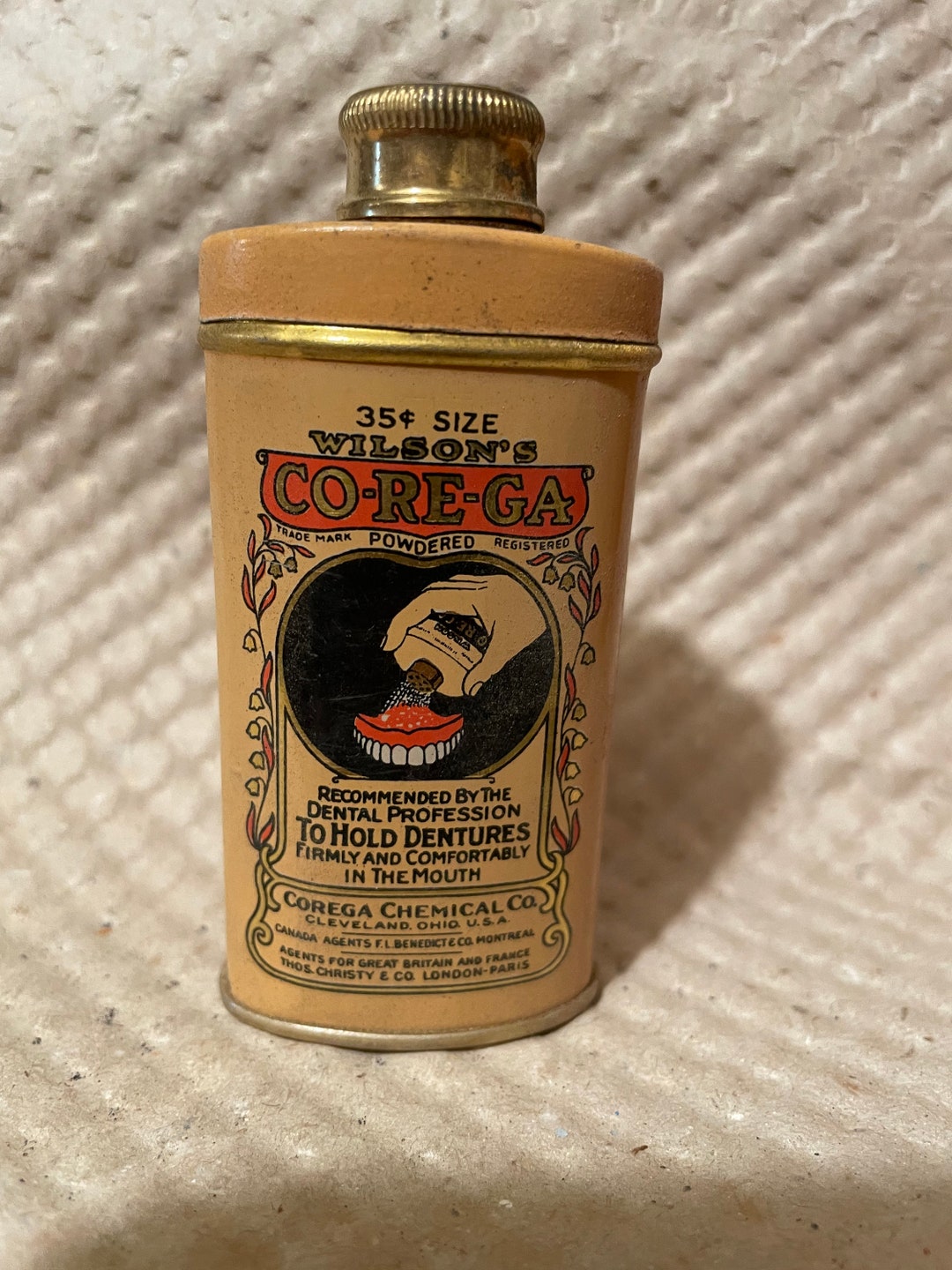 Antique CO-RE-GA Denture Powder Tin - Etsy