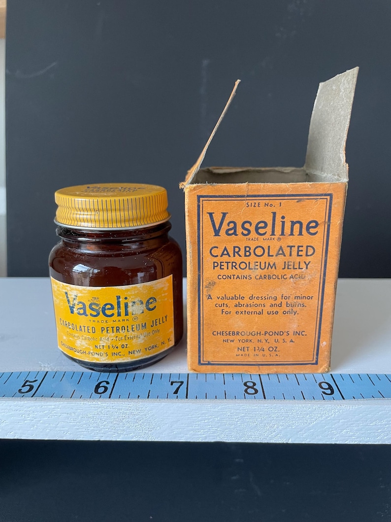 Antique Vaseline Jar and Box - Etsy