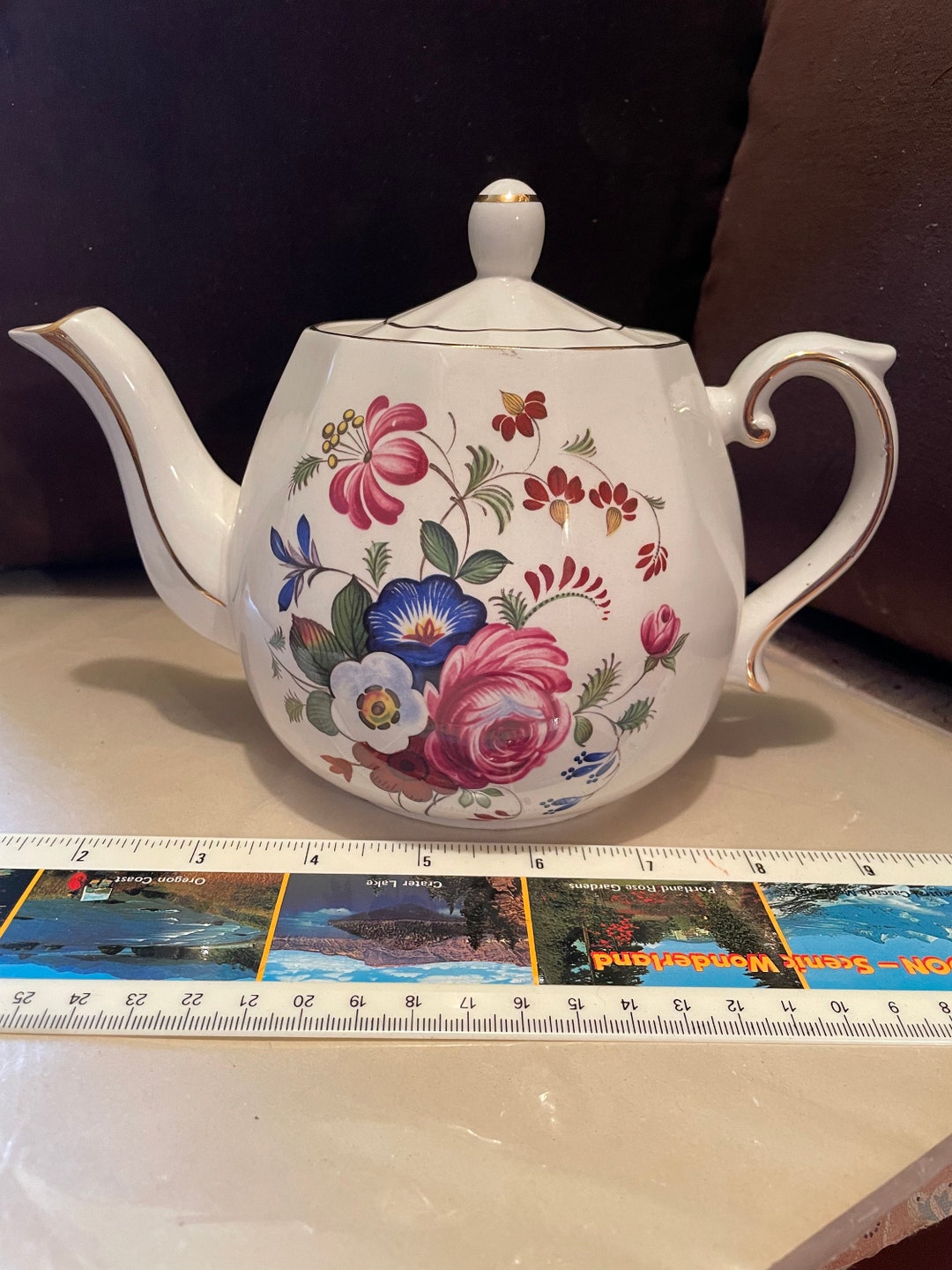 Vintage Ellgreave Floral English Tea Pot Teapot Ironstone 1950s Woods ...