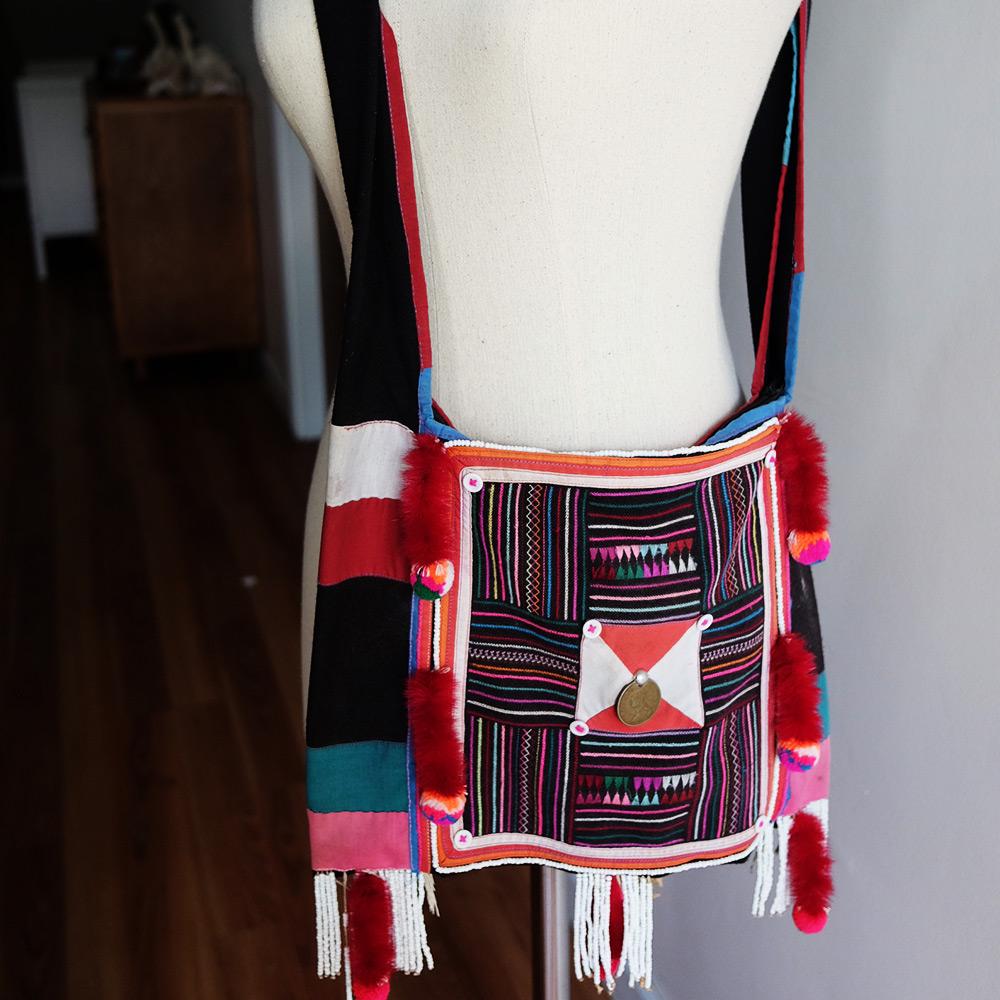 Vintage Antique Akha Hill Tribe Hand Embroidered Ethic Zipper Bag With ...