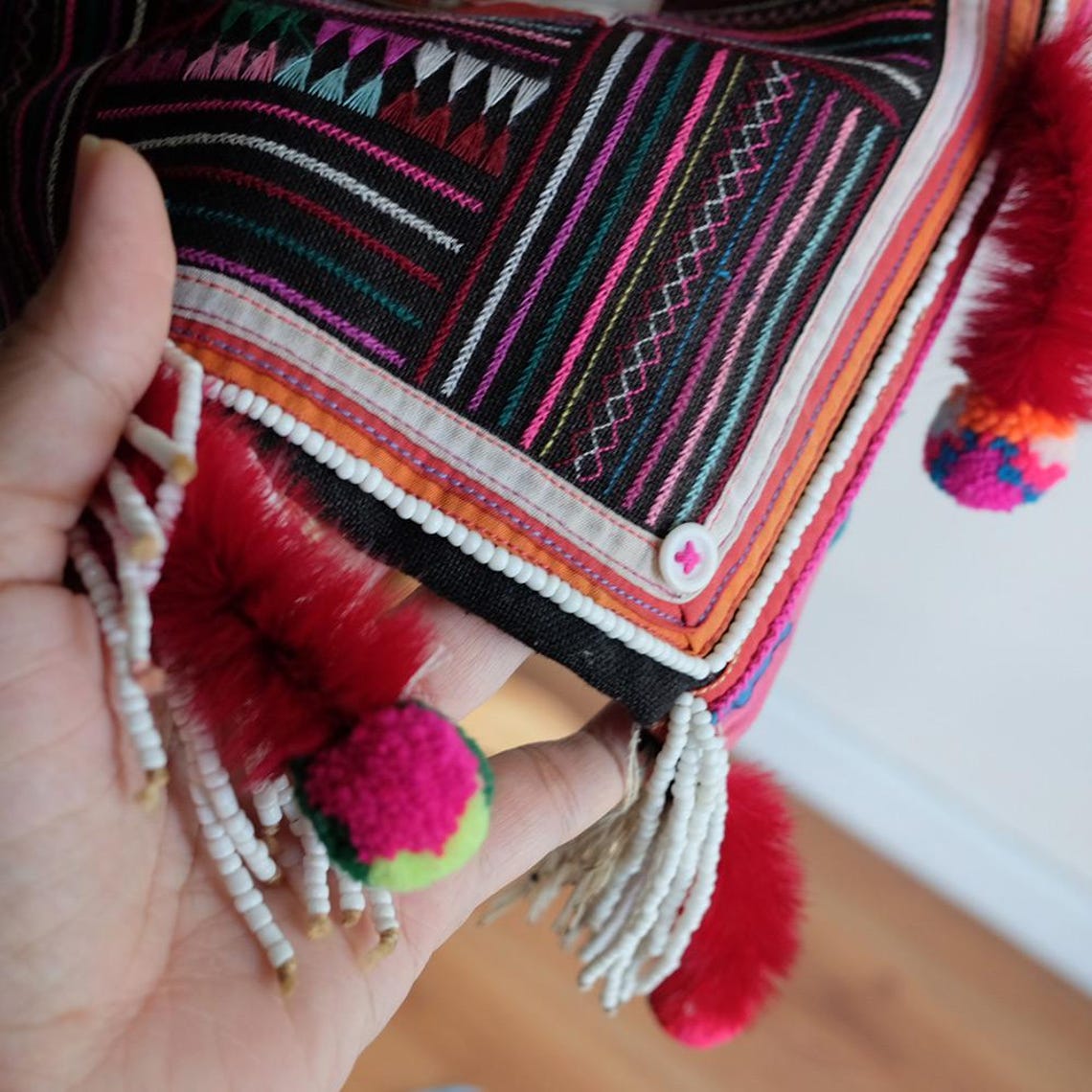 Real Vintage Akha Hill Tribe Hand Embroidered Ethic Bag With Antique ...