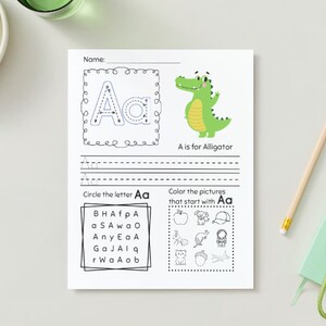 Hojas de trabajo del alfabeto, Imprimible, 26 letras del día, Páginas ...