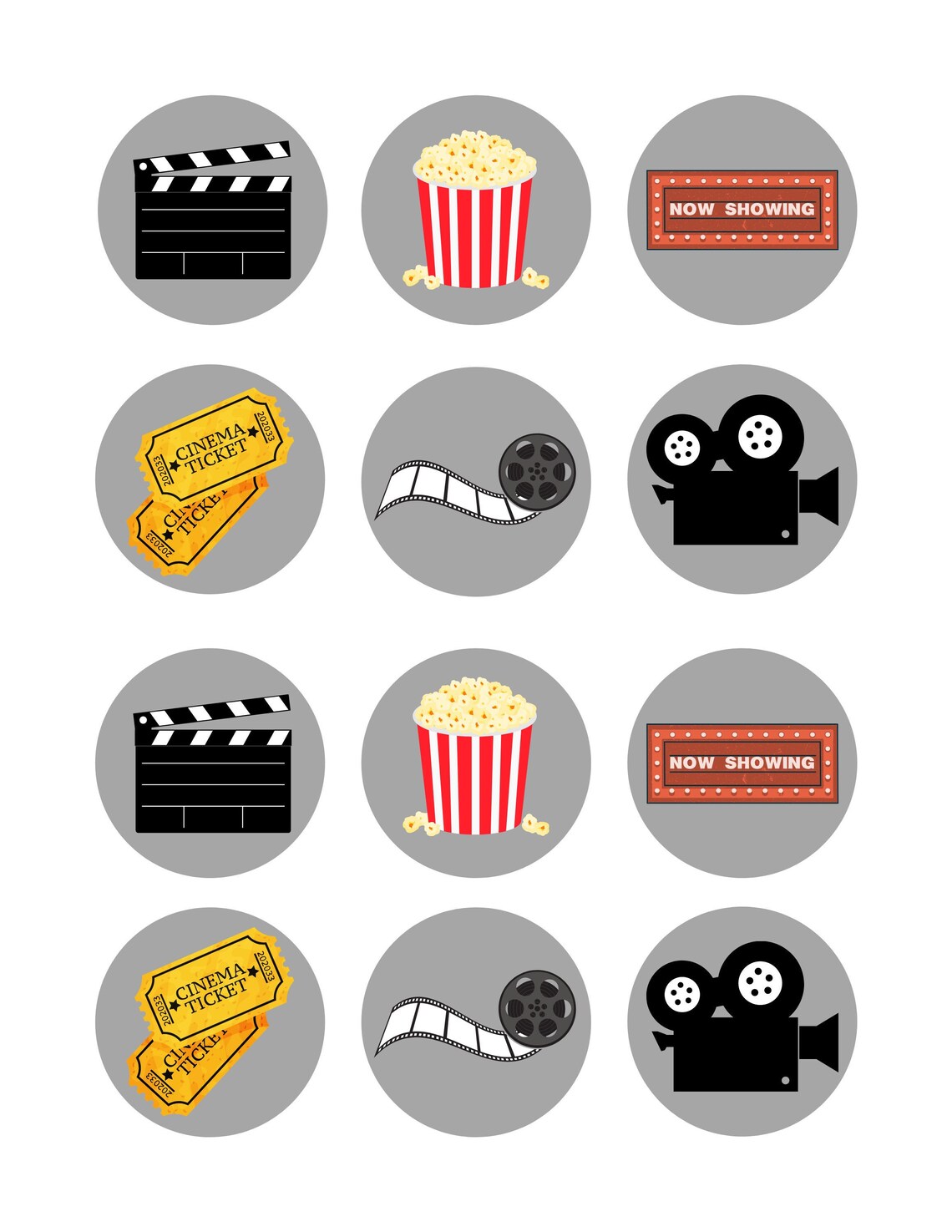 Movie Night Cupcake Toppers Movie Ticket Birthday Movie - Etsy