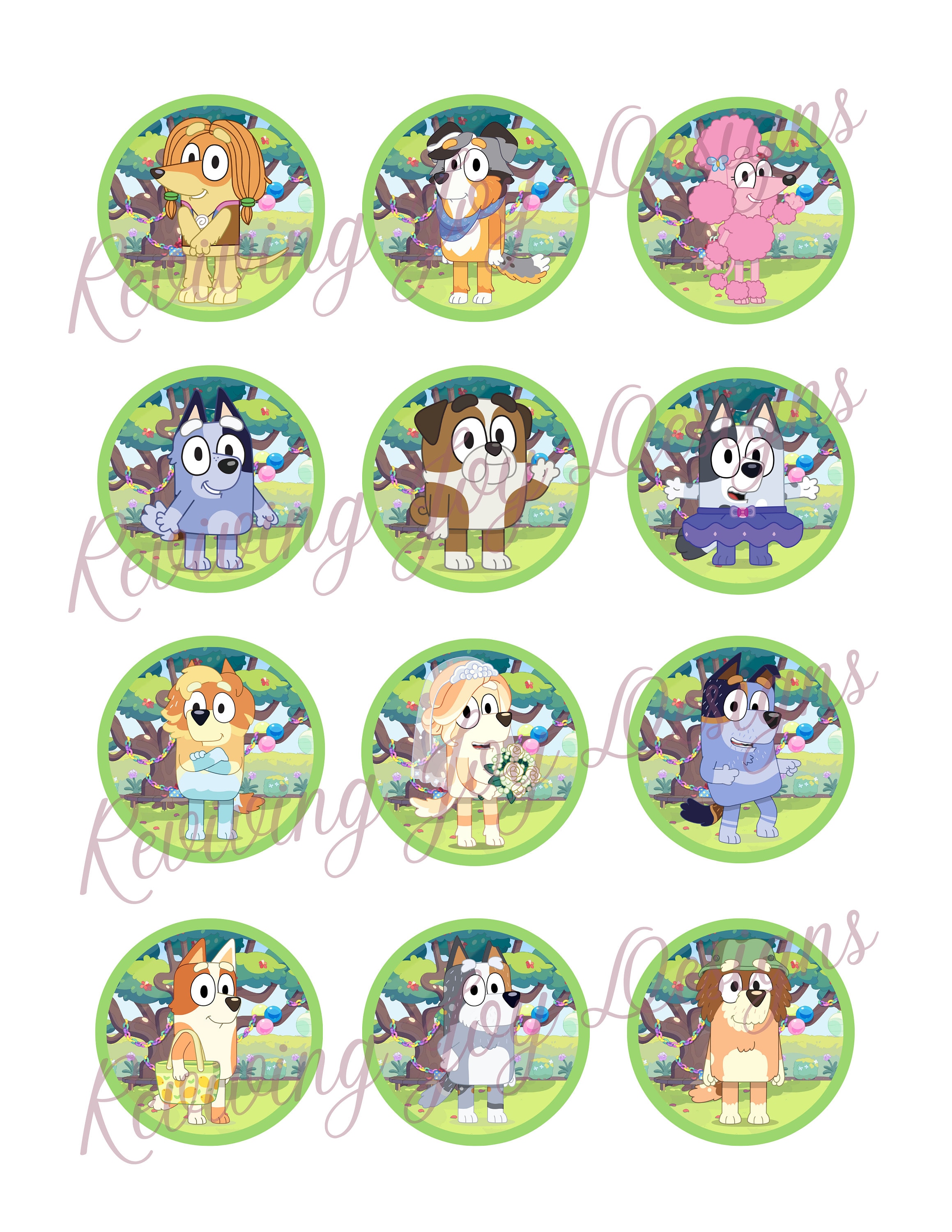 Bluey Cupcake Toppers, Instant Download, Bluey Themed Birthday Party ...