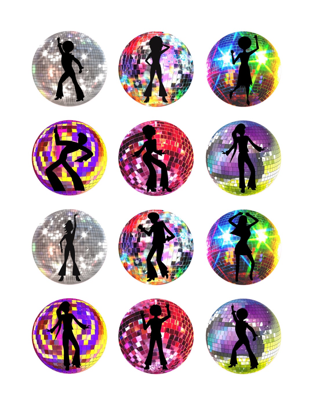 Disco Cupcake Toppers 70's Theme Disco Ball Birthday Music Dance Party ...