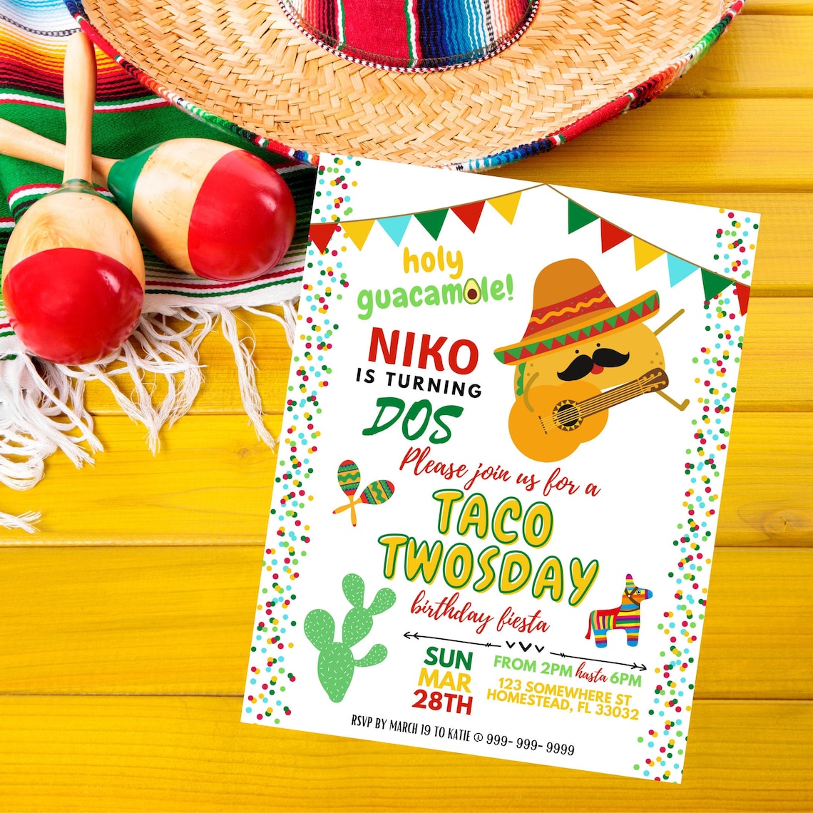 Taco Twosday Birthday Invitation Taco Tuesday Birthday - Etsy