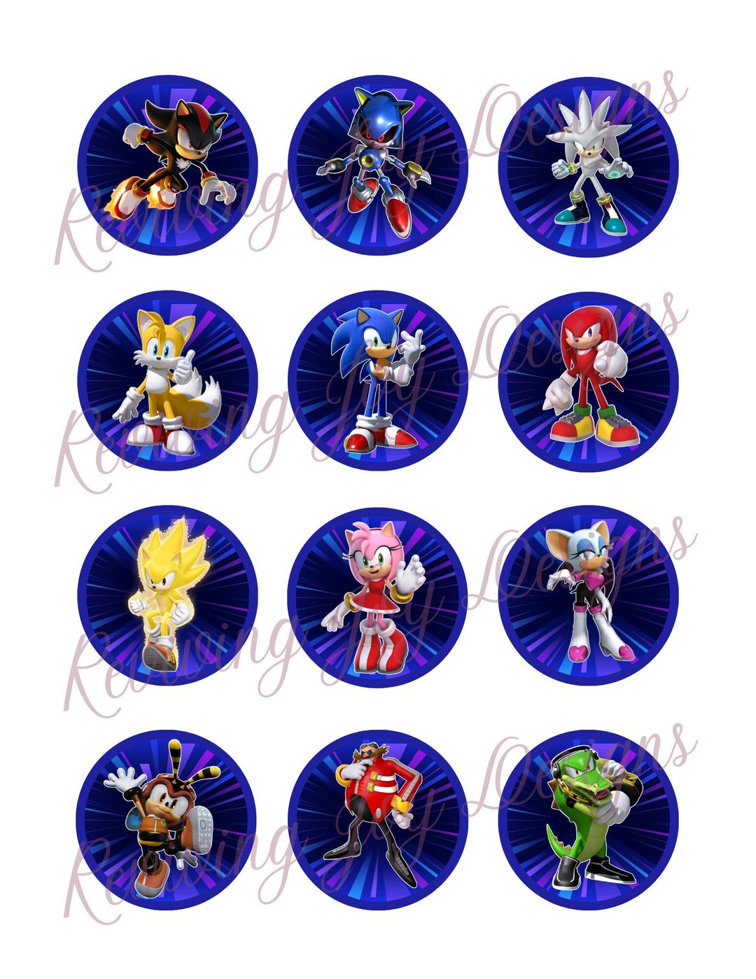 Sonic Cupcake Toppers, Sonic the Hedgehog, Super Sonic, Themed Birthday ...