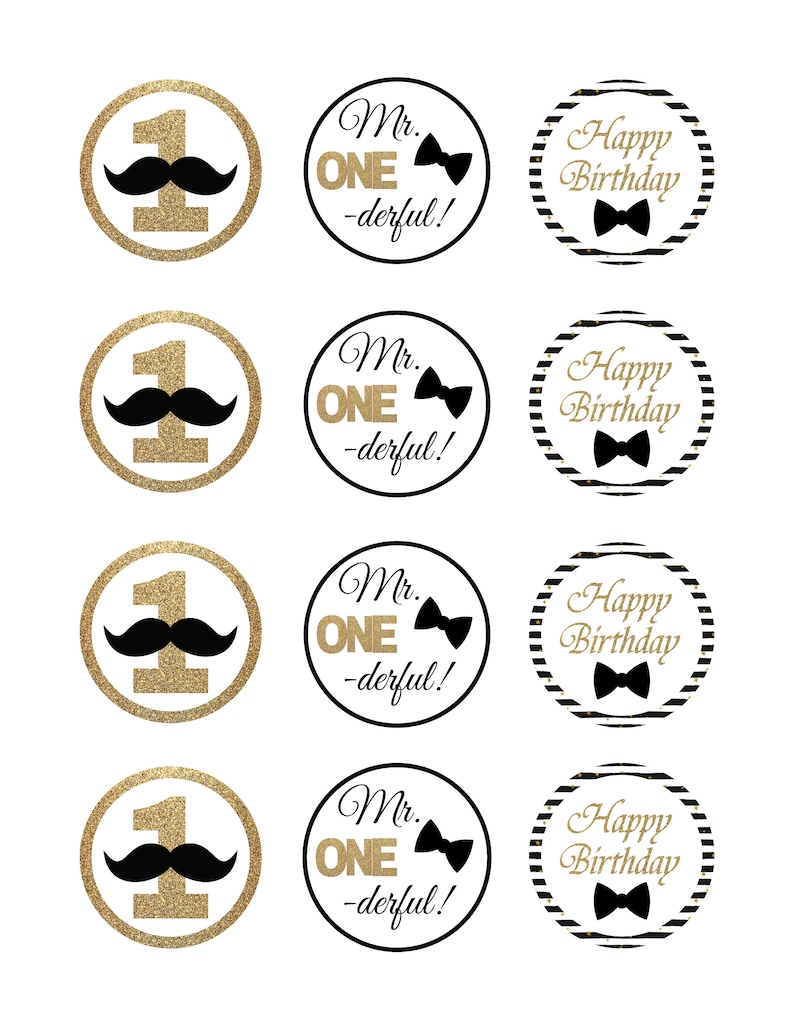 Mr. Onederful Cupcake Toppers Mr. One-derful Cupcake | Etsy