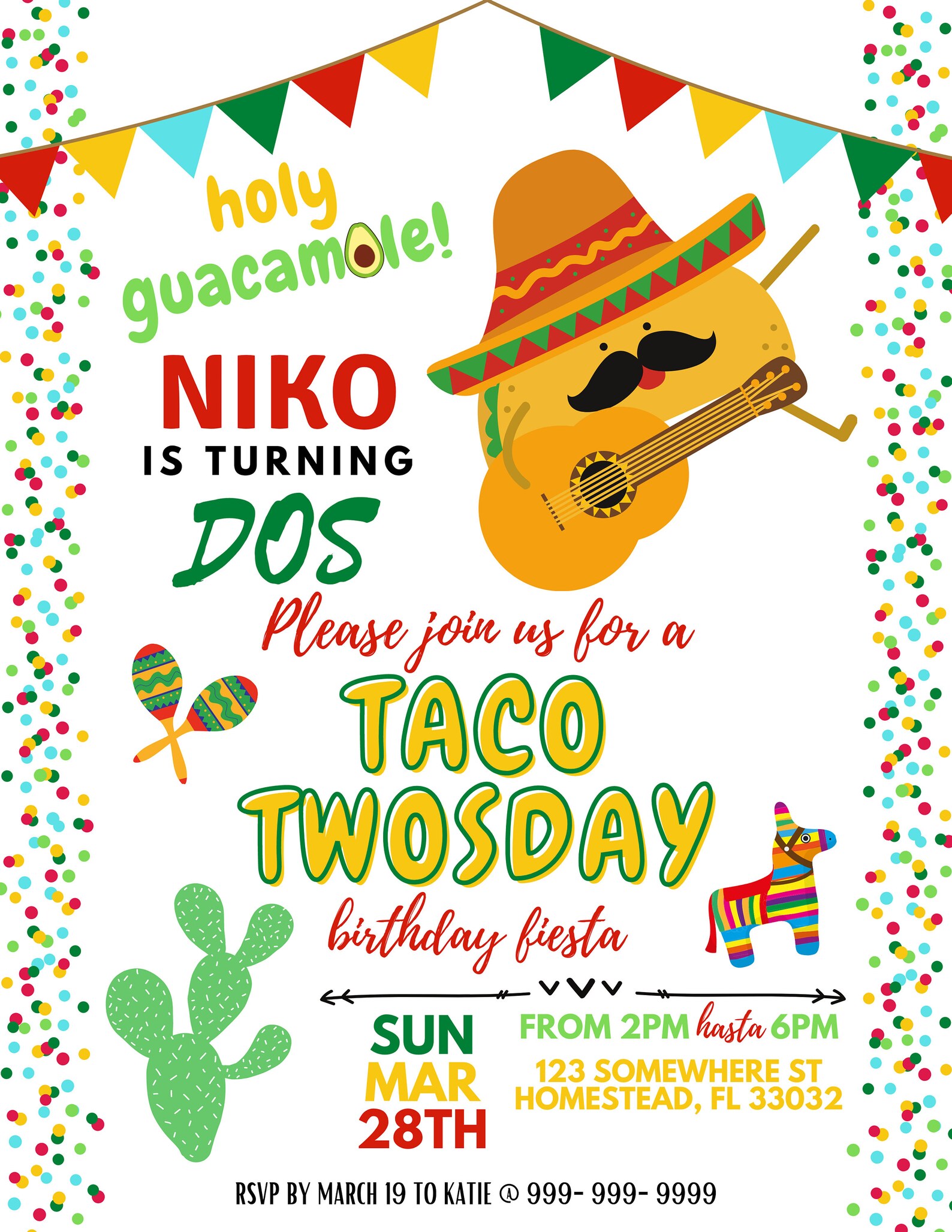 Taco Twosday Birthday Invitation Taco Tuesday Birthday - Etsy