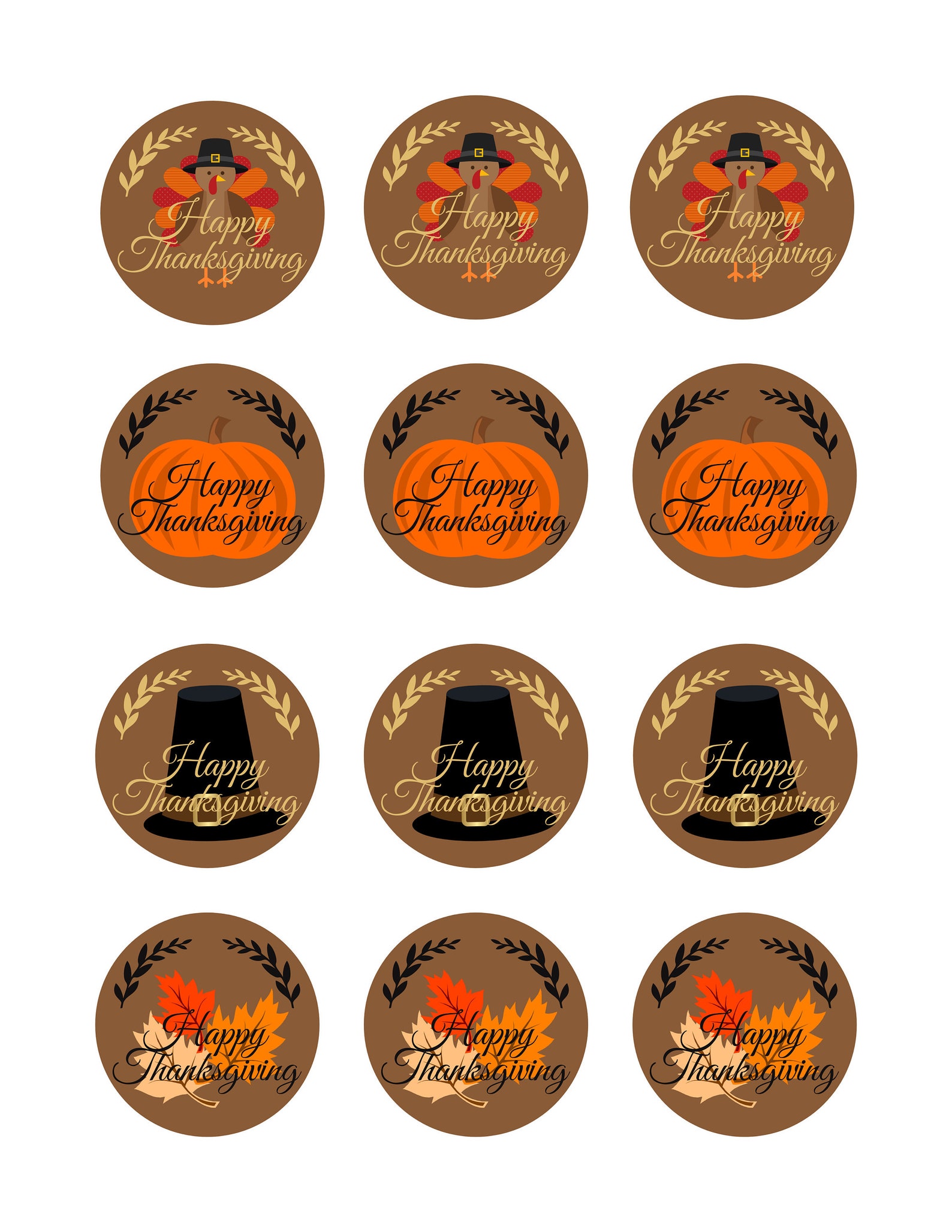 Thanksgiving Cupcake Toppers, Happy Thanksgiving, Cupcake Toppers ...