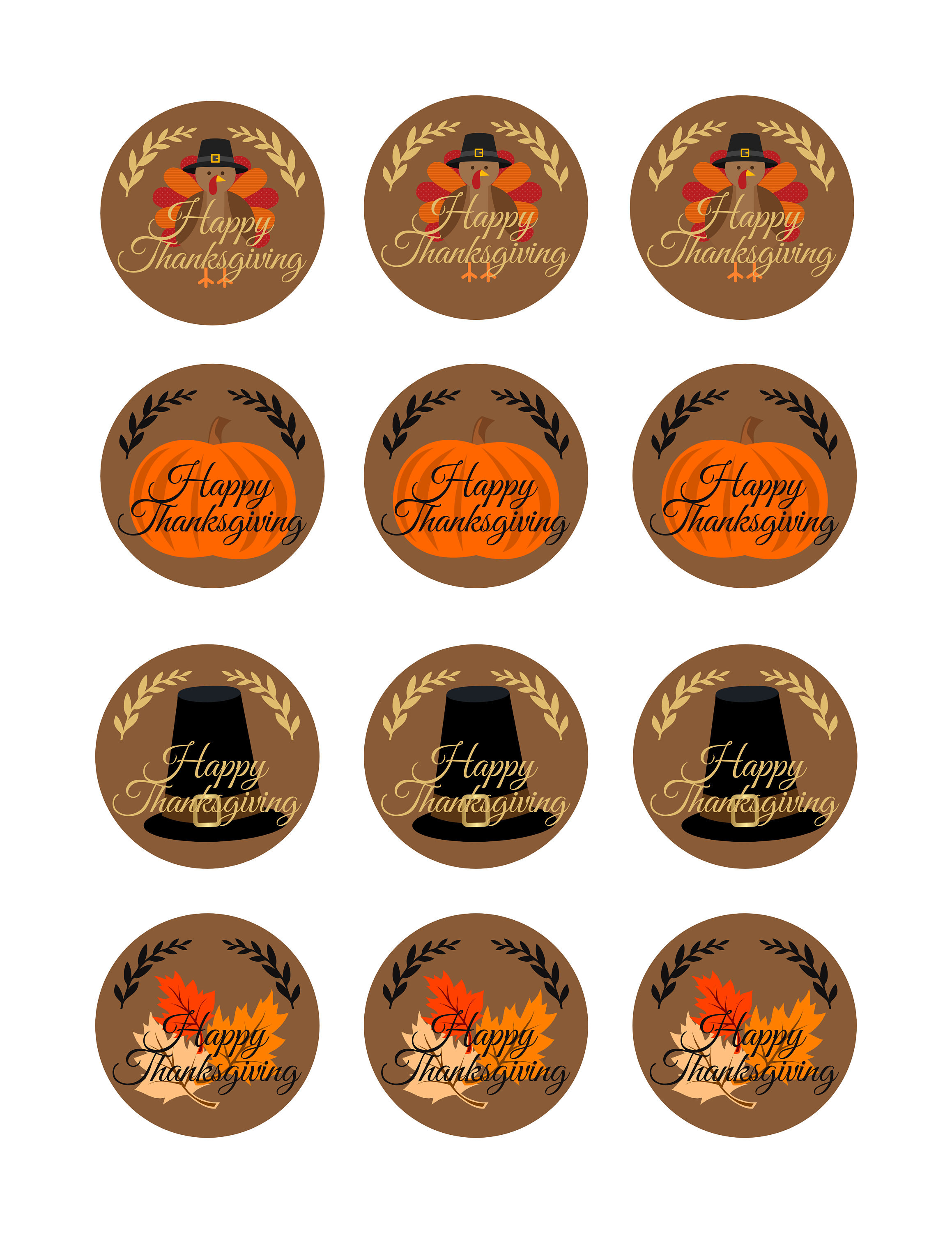 Thanksgiving Cupcake Toppers, Happy Thanksgiving, Cupcake Toppers ...