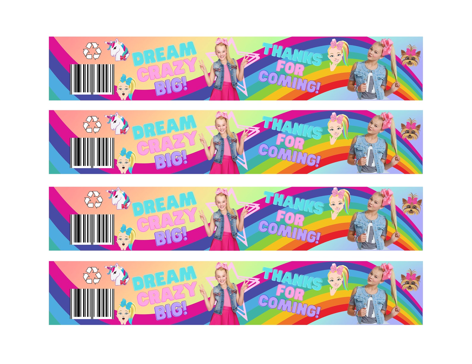 Jojo Siwa Water Bottle Labels Water Labels Jojo Siwa Party | Etsy