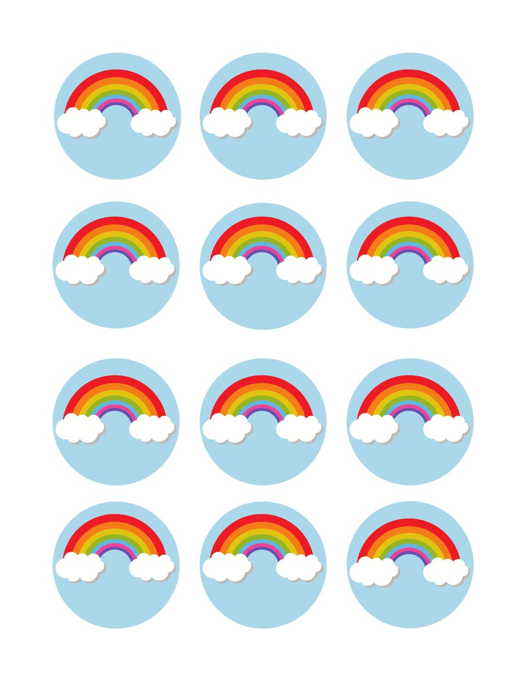 Rainbow Cupcake Toppers, Rainbows, Color Cupcake Toppers, Rainbow ...