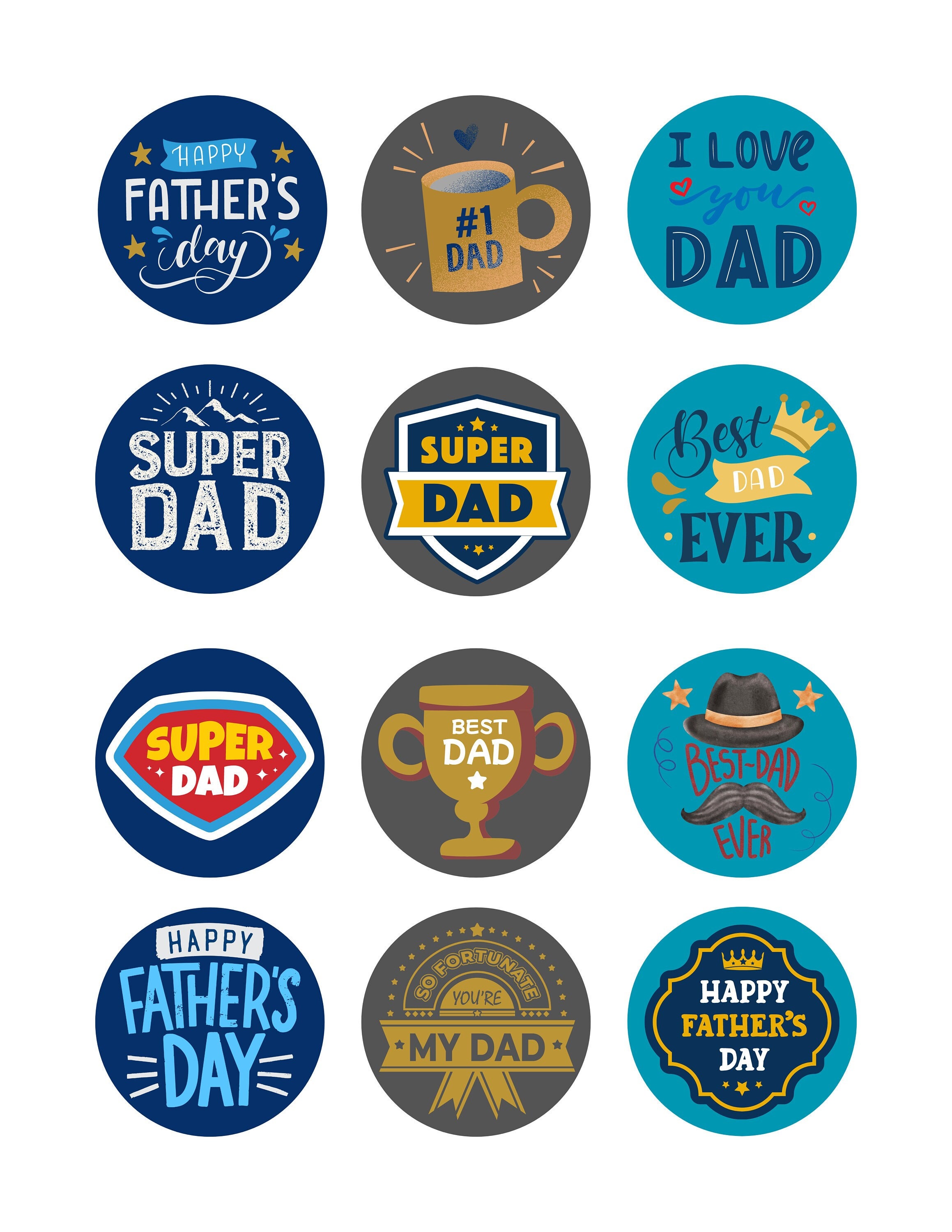 Happy Father's Day Cupcake Toppers, Fathers Day, Best Dad, Cupcake ...