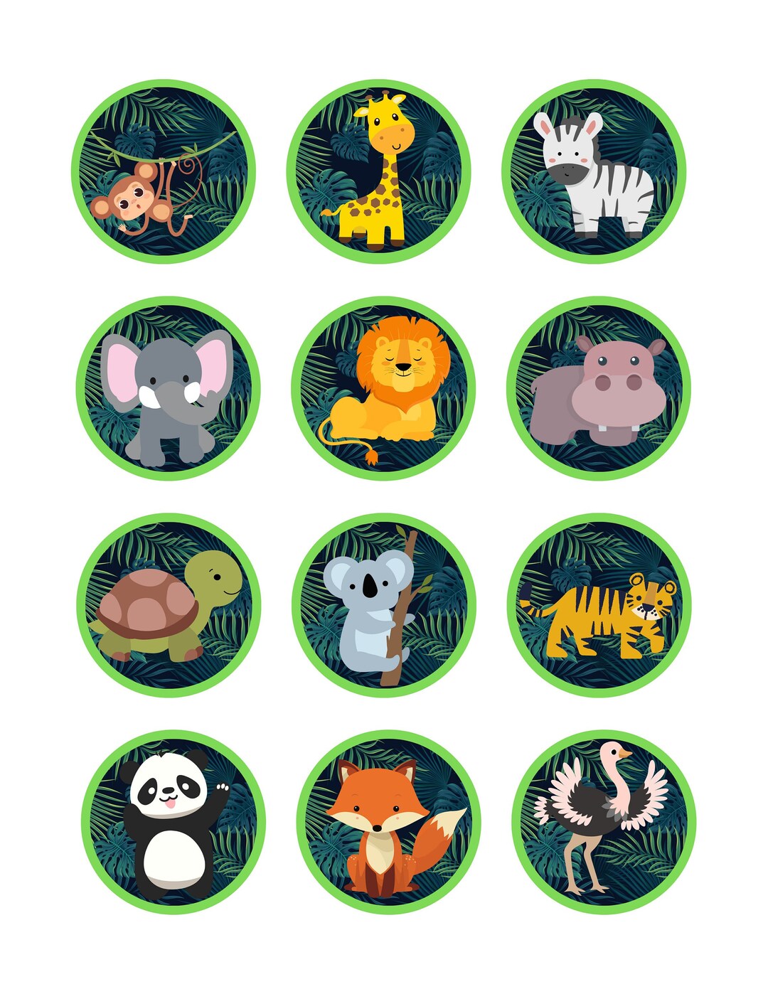 Zoo Animals Cupcake Toppers, Zoo Themed Party, Cupcake Toppers, Set of ...