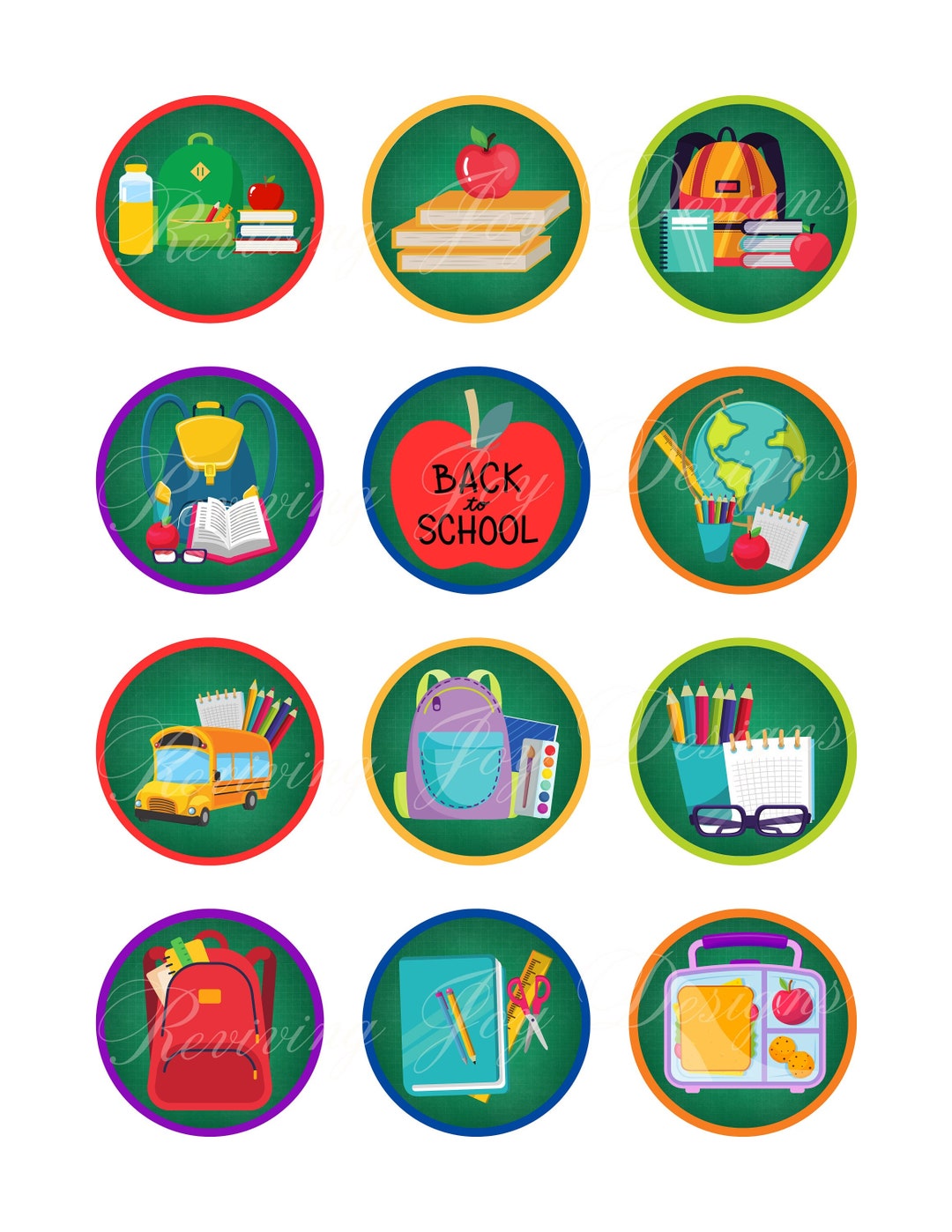 Back to School Cupcake Toppers, 1st Day of School, First Day, Stickers ...