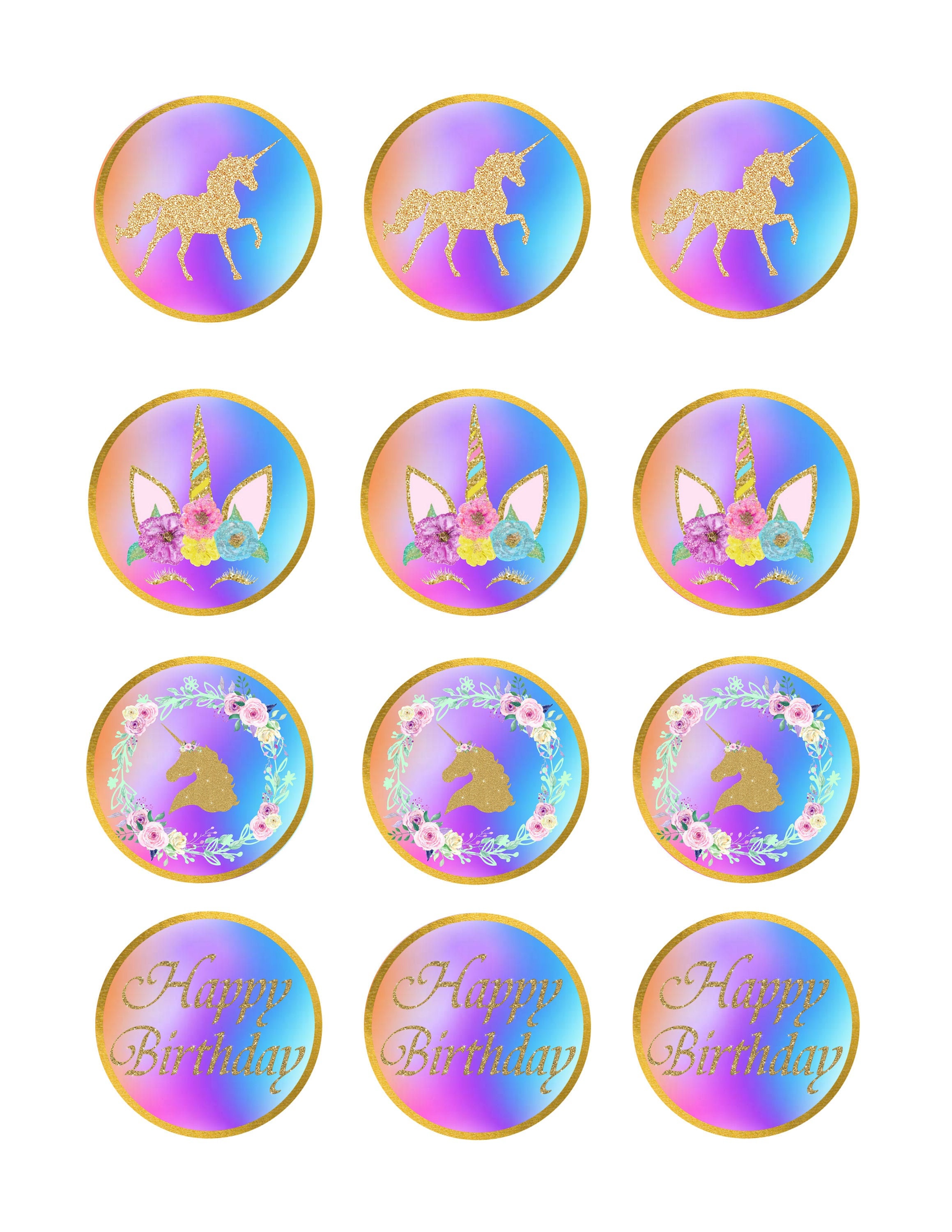 Unicorn Cupcake Toppers