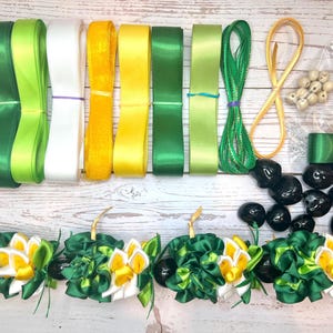 Do It Yourself Ribbons for Green and Yellow Hibiscus Plumeria Flower ...