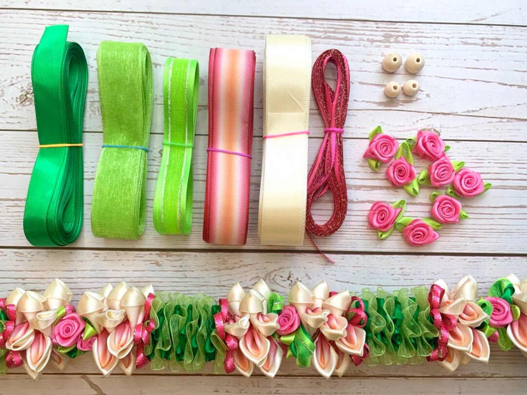 Do It Yourself Ribbons for Pink Rose Blooming Flower Ribbon Lei Kit - Etsy