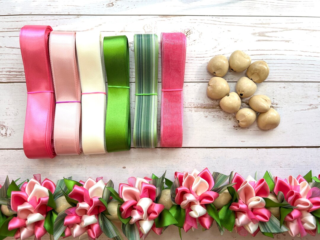 Do It Yourself Ribbons for Beautiful Pink Hawaiian Flower Ribbon Lei - Etsy
