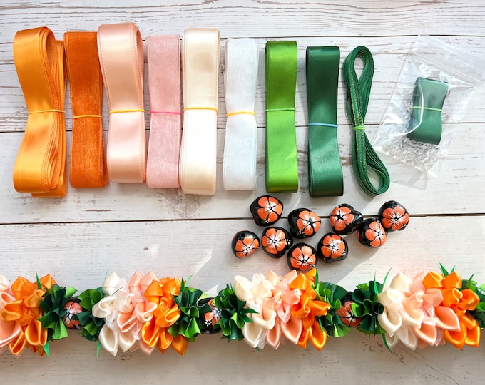 Do It Yourself Ribbons for Beautiful Pink Hawaiian Flower Ribbon Lei - Etsy