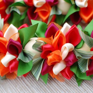 Maroon Orange Ivory Flower Ribbon Lei for Graduation or Special Events ...