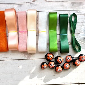 DIY Ribbons for Orange Flower With Kukui Nuts Flower Ribbon Lei - Etsy
