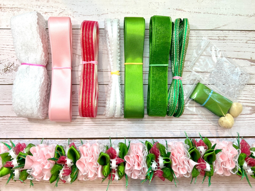 DIY Ribbon Lei Kit Pink White Lace Flower Ribbon Lei - Etsy