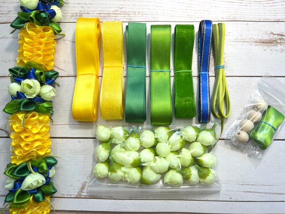 DIY Ribbons Yellow and Blue for Flower Ribbon Lei for - Etsy