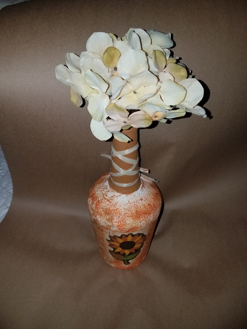 Handpainted Bottle. One-of-a-kind. Rustic, Clean Lines, Upcycled, Fall ...