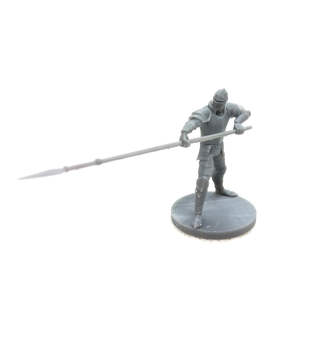 3D Printed Human Helmed Fighter With Lance Miniature, D&D, 3D Printed ...