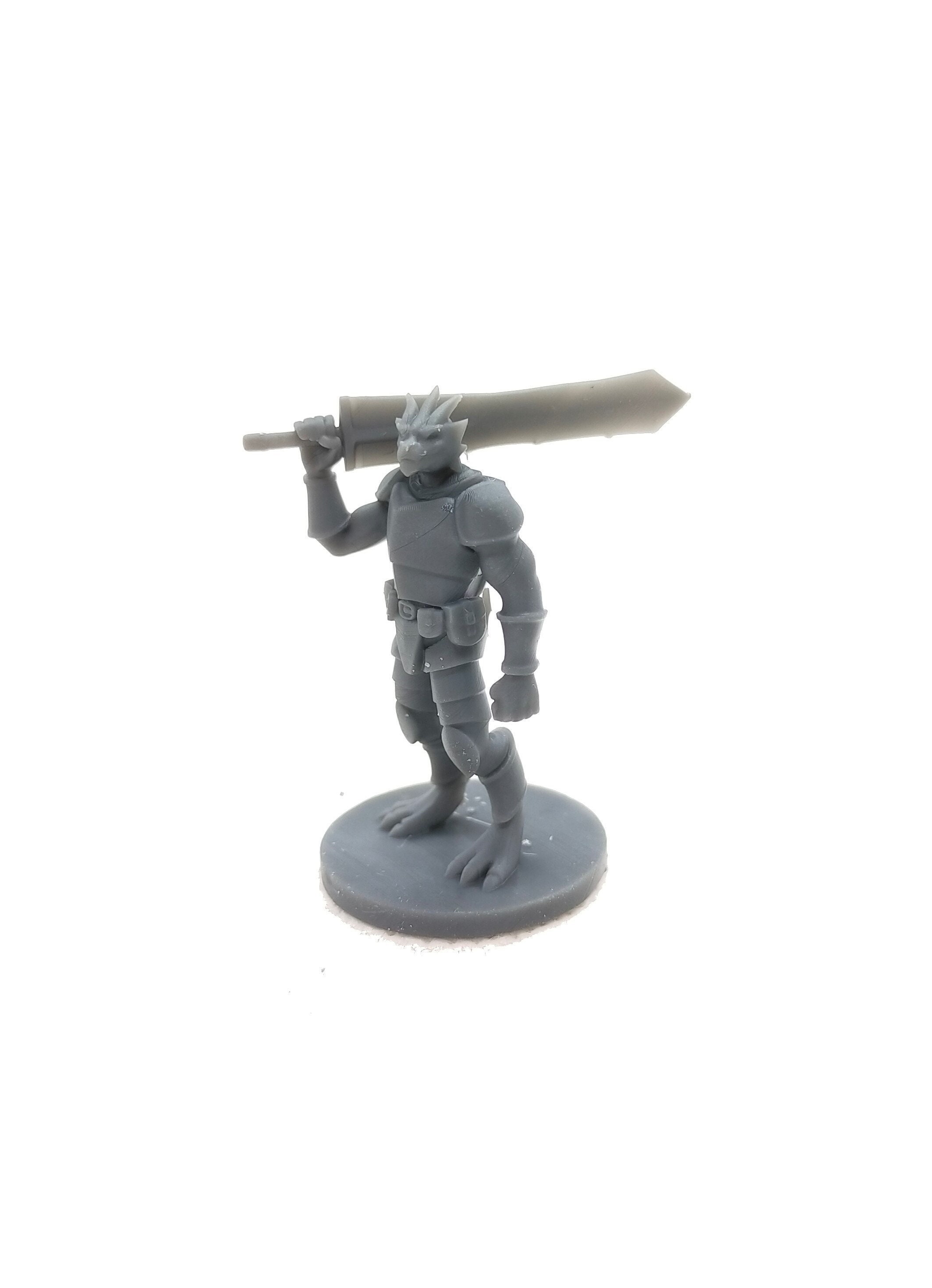 3D Printed Dragonborn Fighter Miniature, D&D, 3D Printed Custom Figure ...