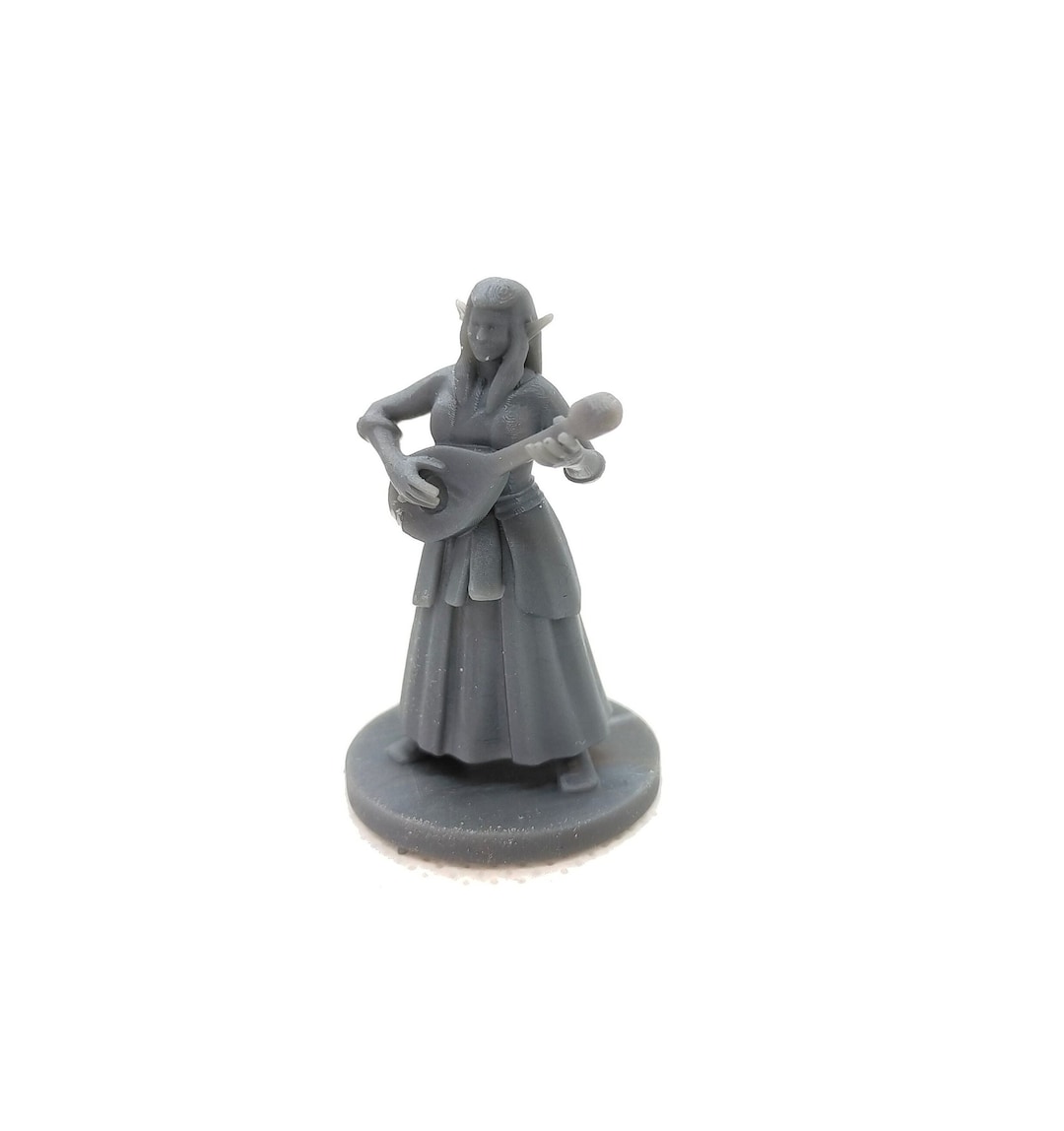 3D Printed Female Elf Bard Miniature, D&D, 3D Printed Custom Figure ...