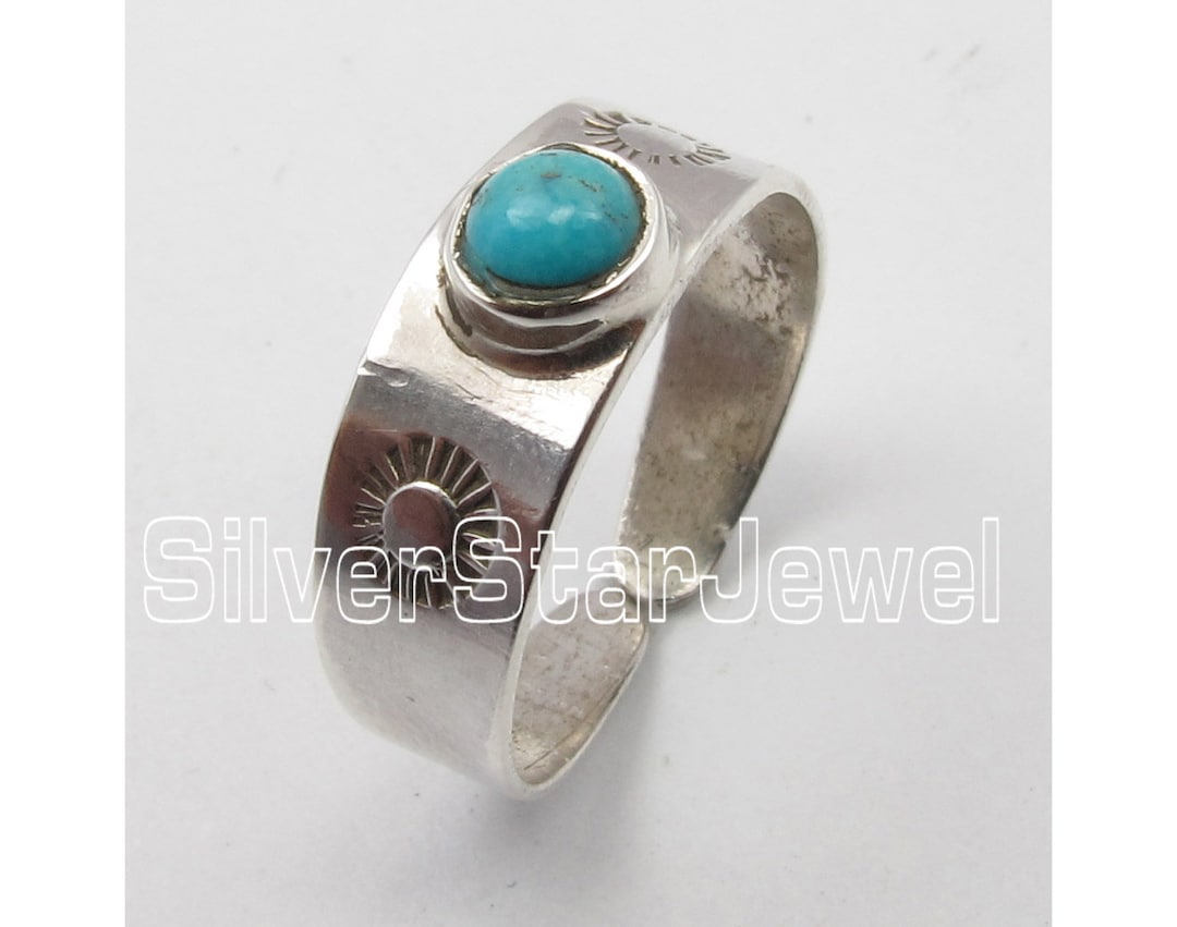 Solid Silver TURQUOISE Toe Ring Natural Gem Jewelry Gift for Her US 3 ...