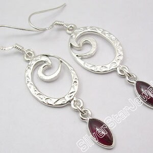 Pure 925 Solid Silver Natural Red Color GARNET Gem HANDCRAFTED Dangling ...