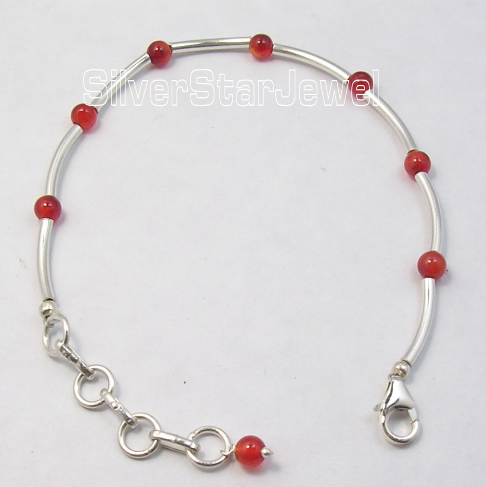 Real CARNELIAN Beads Tubes & Pipes Bracelet 7.7 925 - Etsy