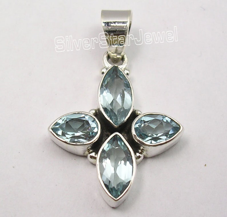 925 Stamped Pure Solid Silver Classic Natural BLUE TOPAZ - Etsy