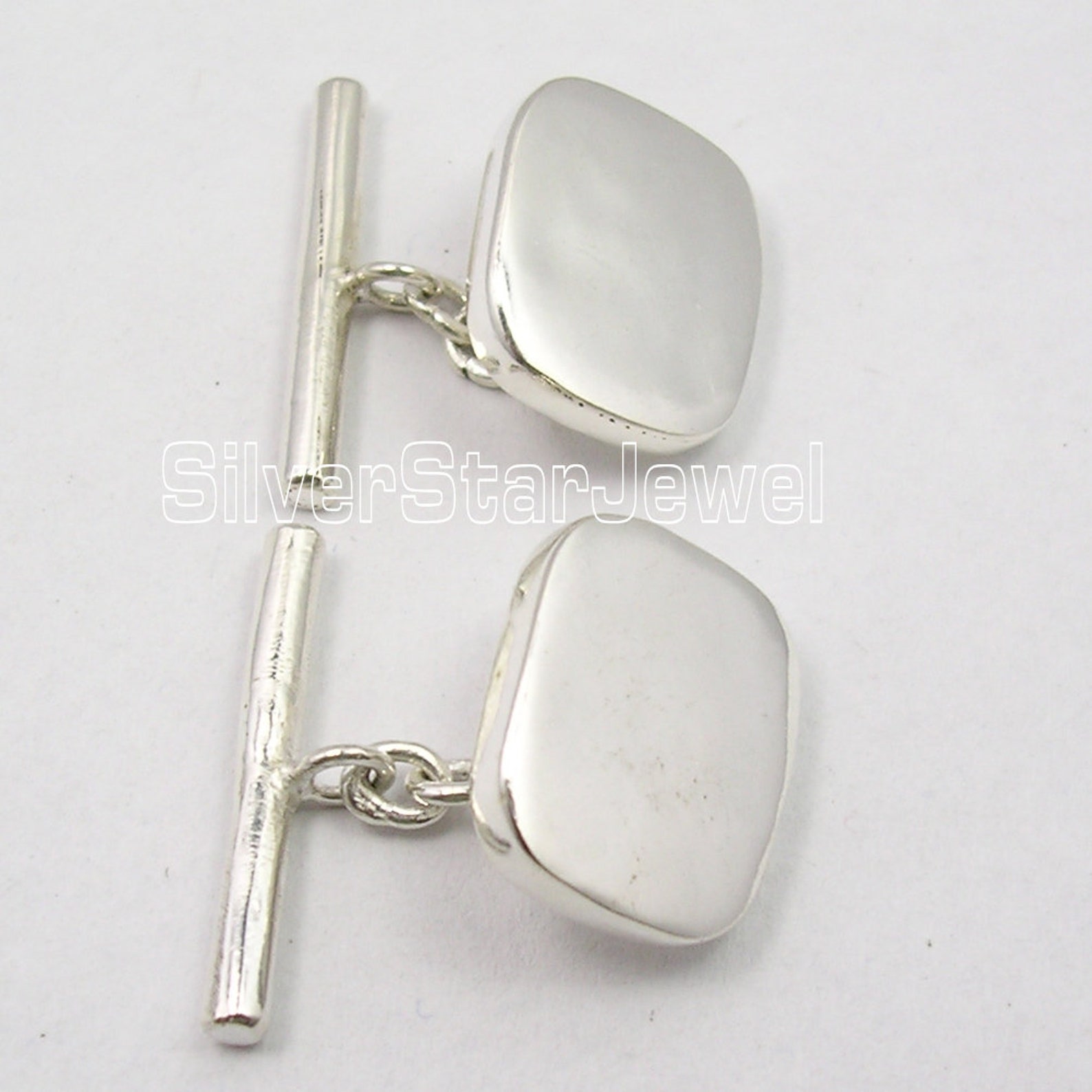 925 Solid Plain SILVER Cufflinks 0.6 High Polished - Etsy