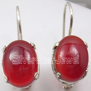 RED Color Pendant Earrings Matching Set 925 Solid Silver CARNELIAN ...